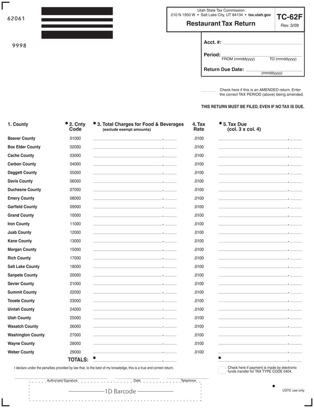 tax.utah.gov forms current tc tc-62f-apr2009 | PDF | Business ...