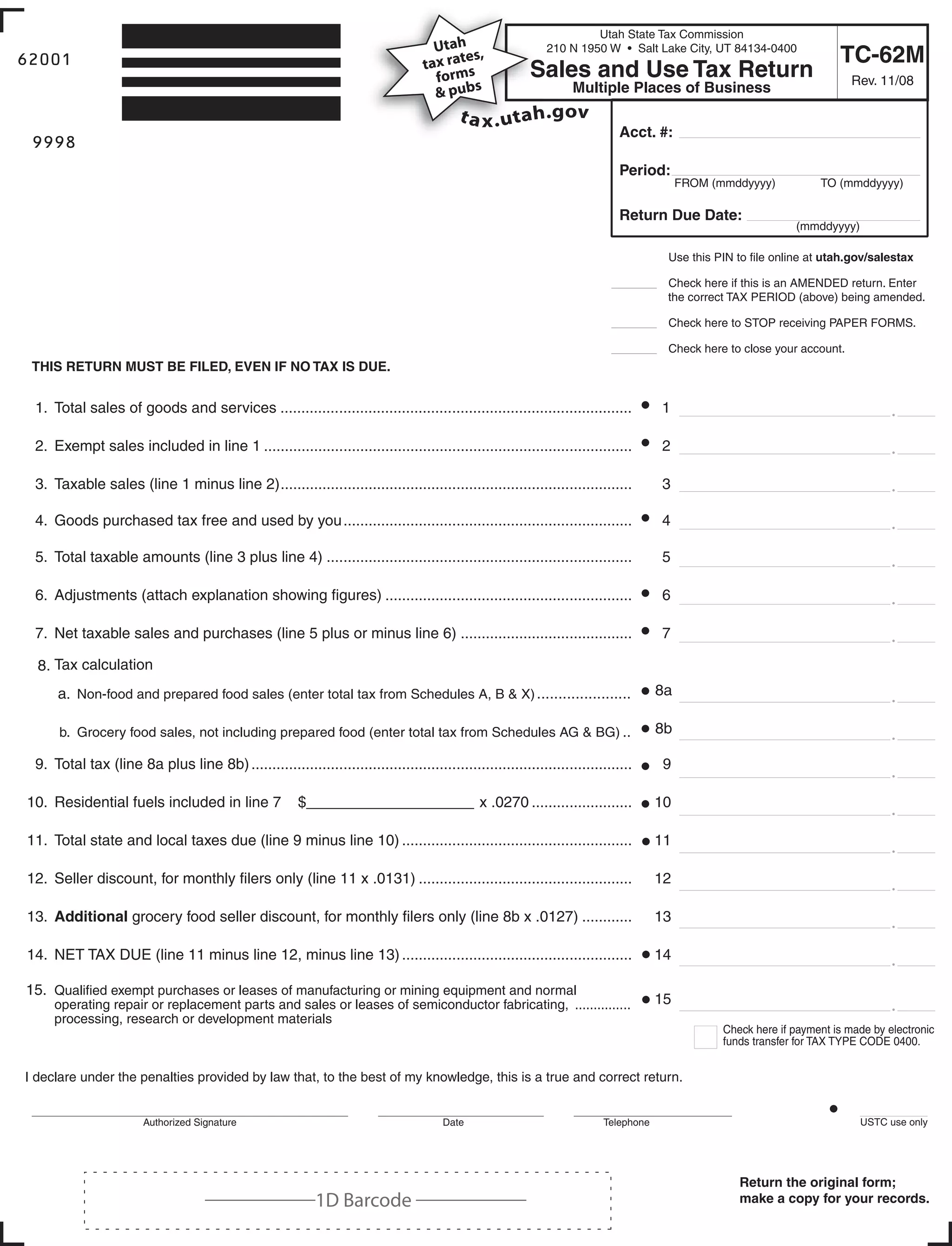 tax.utah.gov forms current tc tc-62m-print | PDF | Business Accounting ...