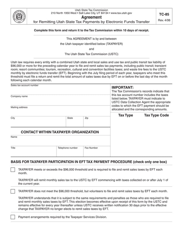 tax.utah.gov forms current tc tc-85 | PDF | Credit Cards | Personal Debt