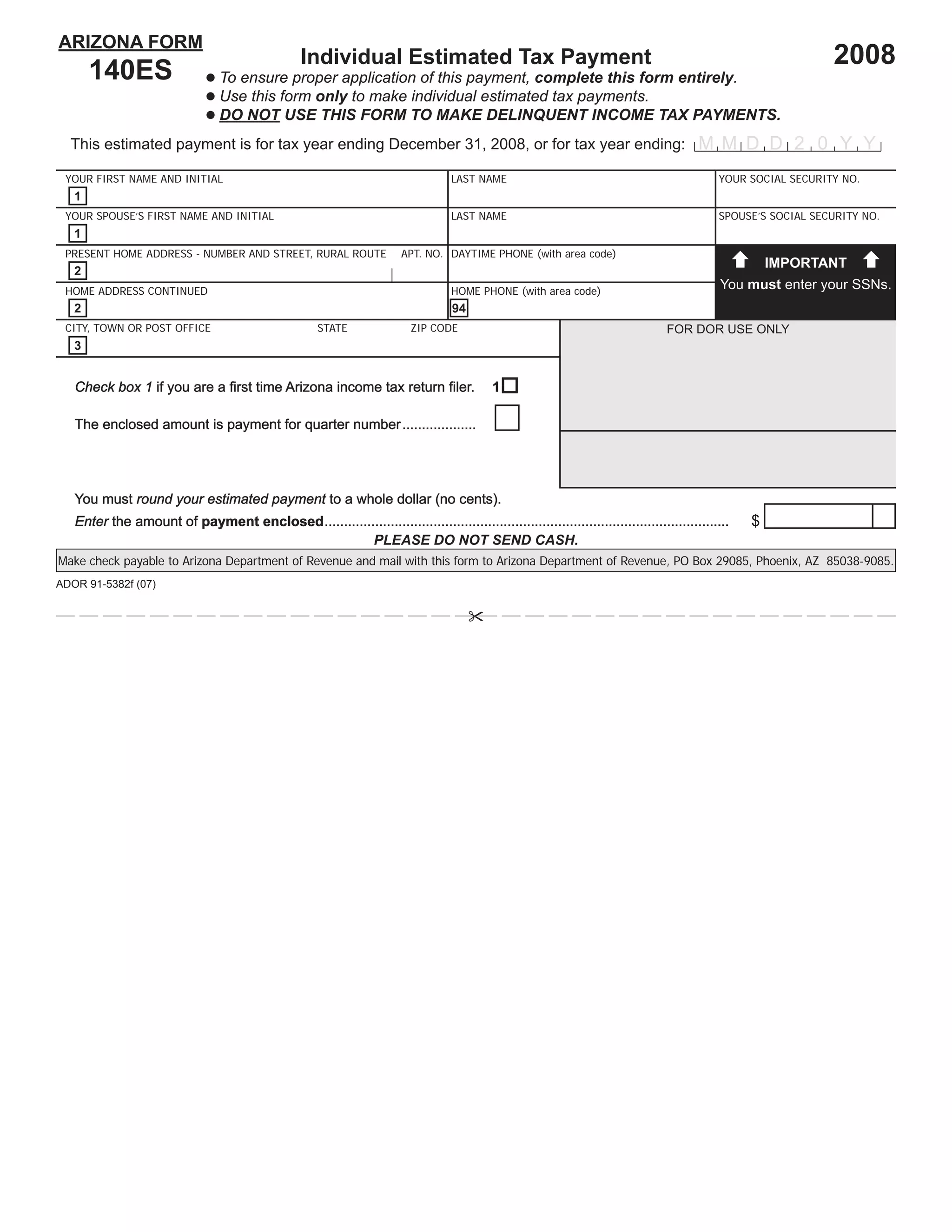 azdor.gov Forms .. ADOR Forms 140ES-2008_f | PDF