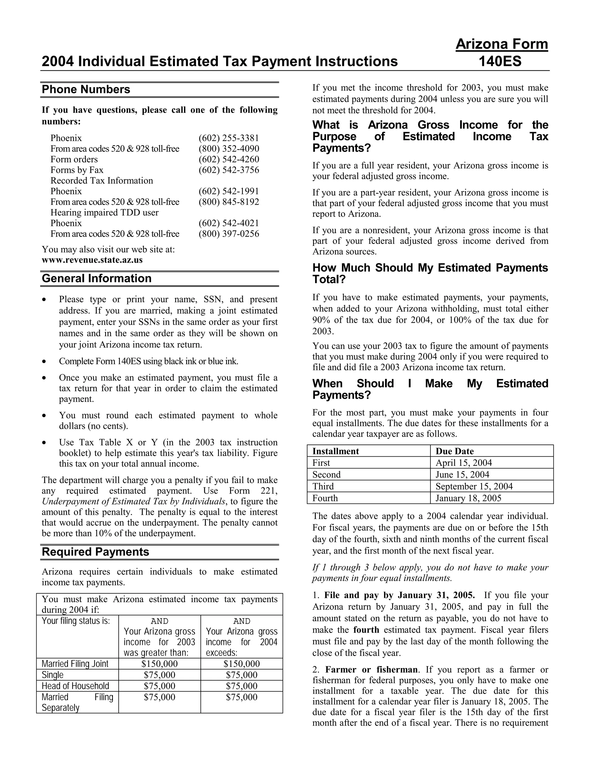 azdor.gov Forms .. ADOR Forms instr%20140ES | PDF | Personal Taxes ...