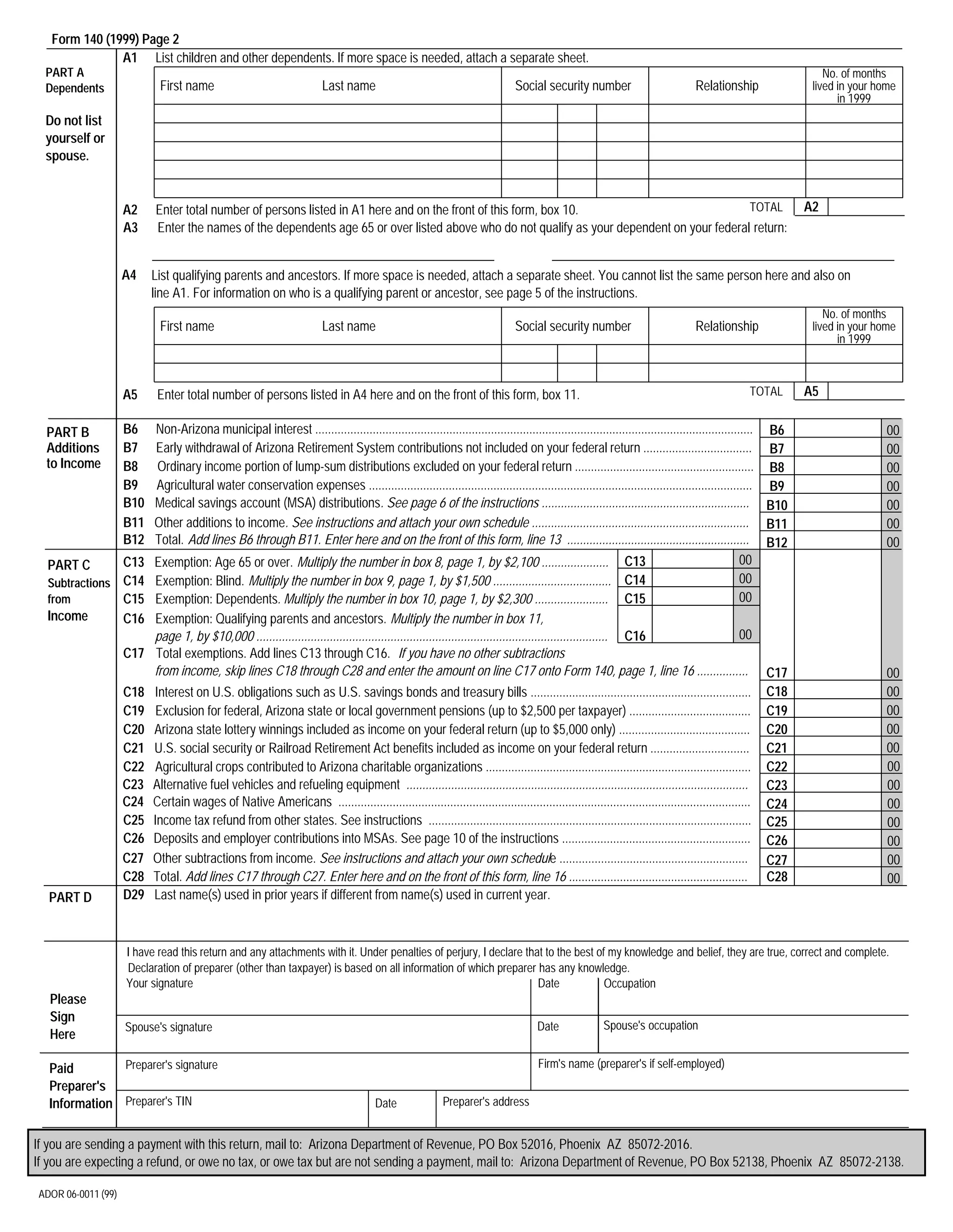 azdor.gov Forms 140f | PDF