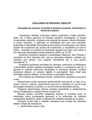 Evaluarea procesului didactic | DOC