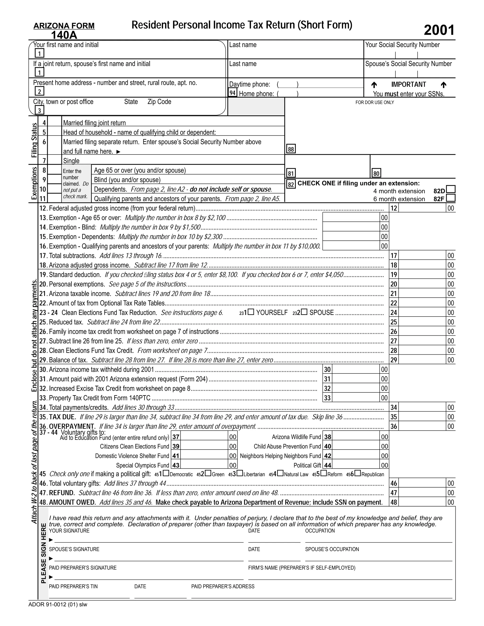 azdor.gov Forms 140Af | PDF
