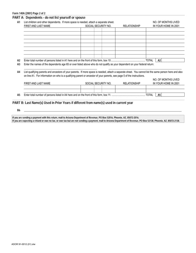 azdor.gov Forms 140Af | PDF