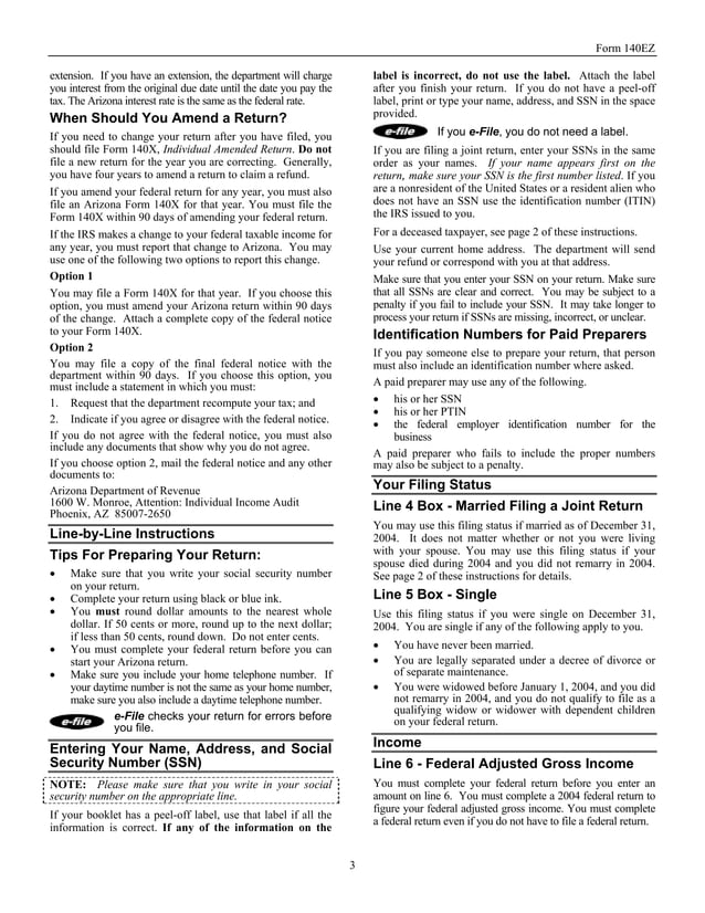 azdor.gov Forms instr%20140EZ | PDF