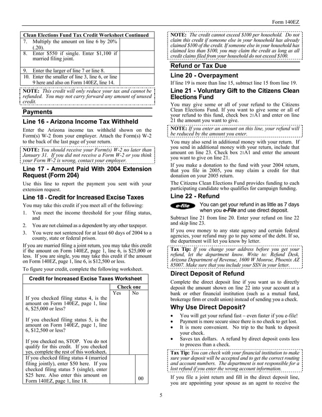 azdor.gov Forms instr%20140EZ | PDF