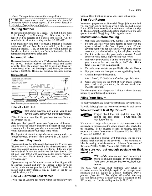 azdor.gov Forms instr%20140EZ | PDF