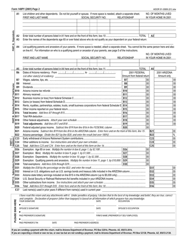 azdor.gov Forms 140PYf | PDF