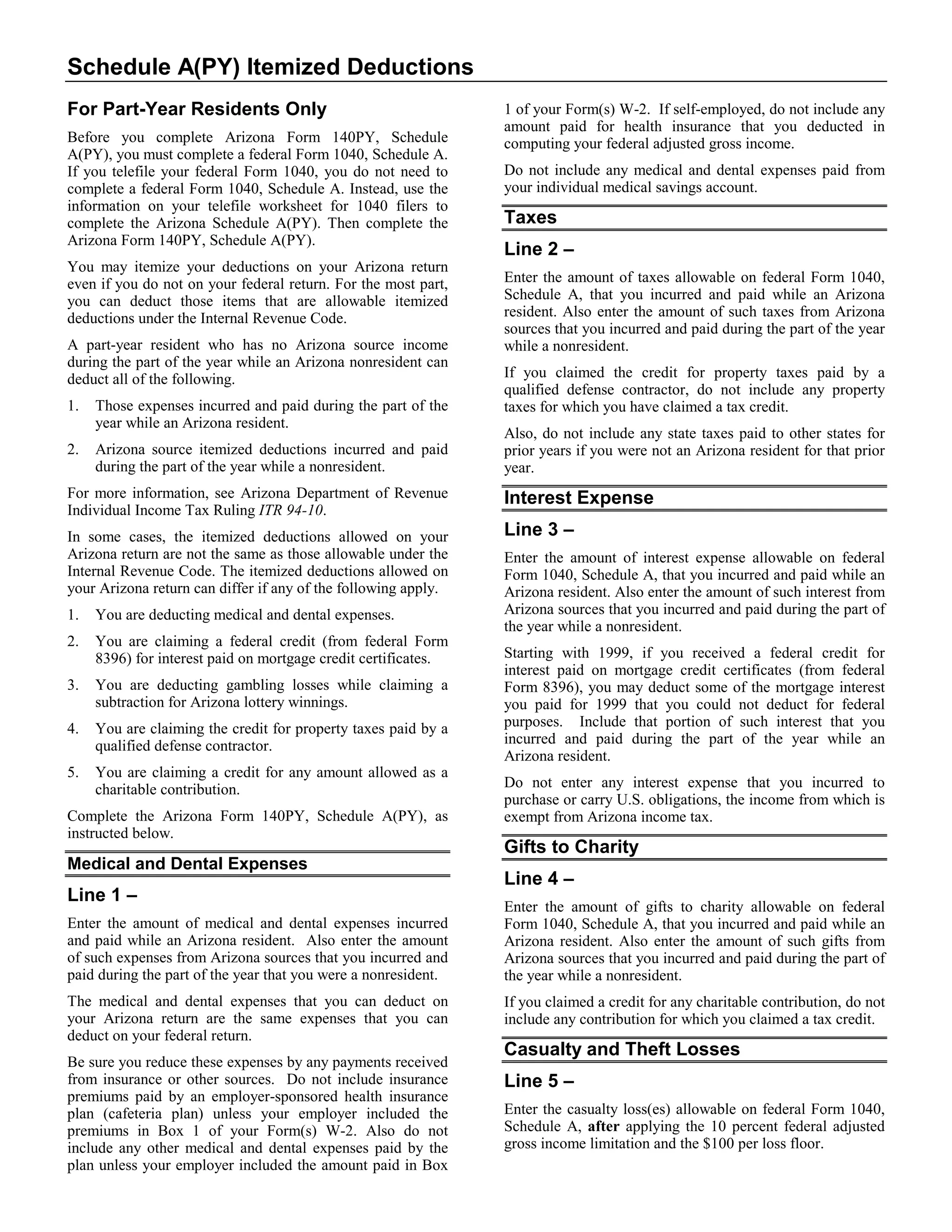 azdor.gov Forms 140pyai | PDF | Personal Taxes | Personal Finance