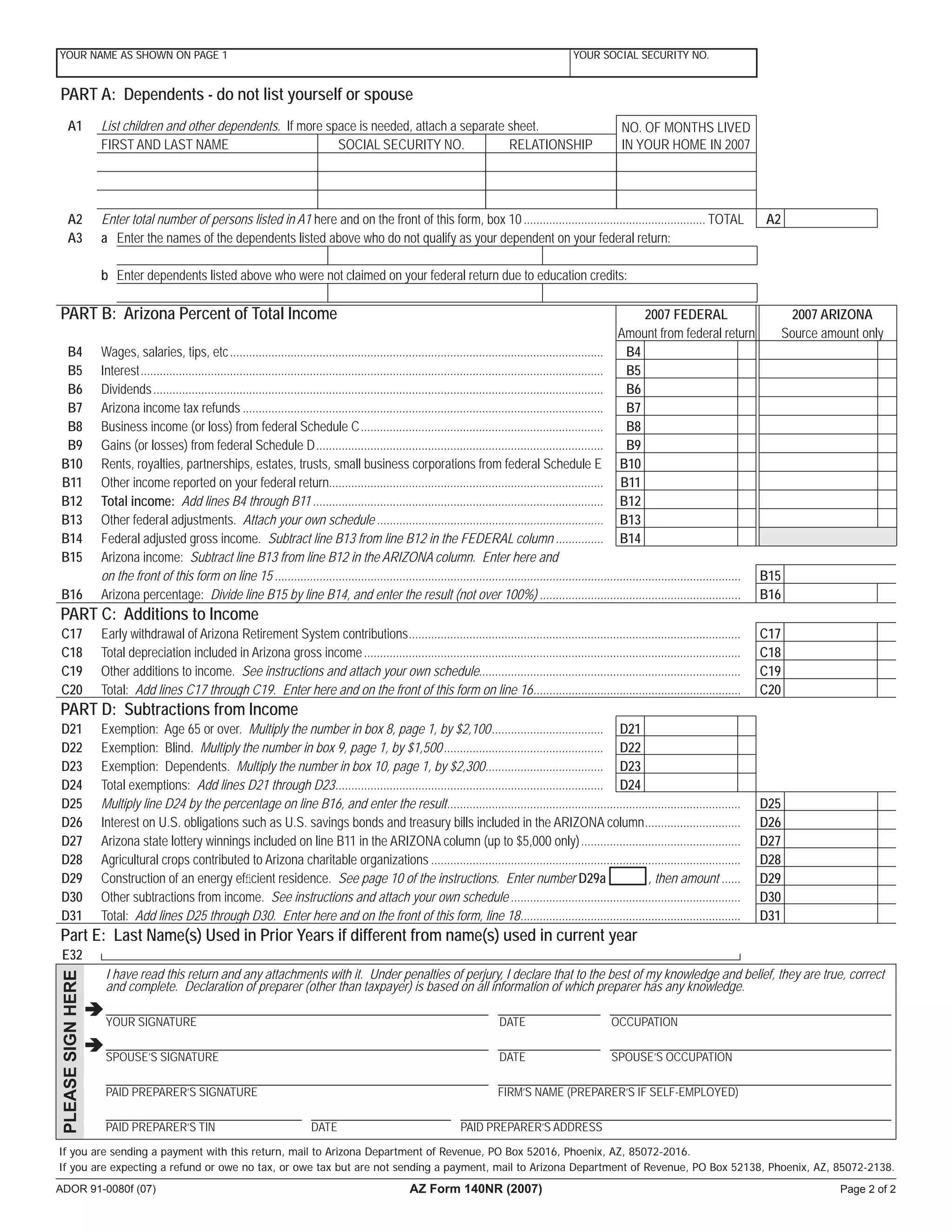 azdor.gov Forms 140NR_f | PDF