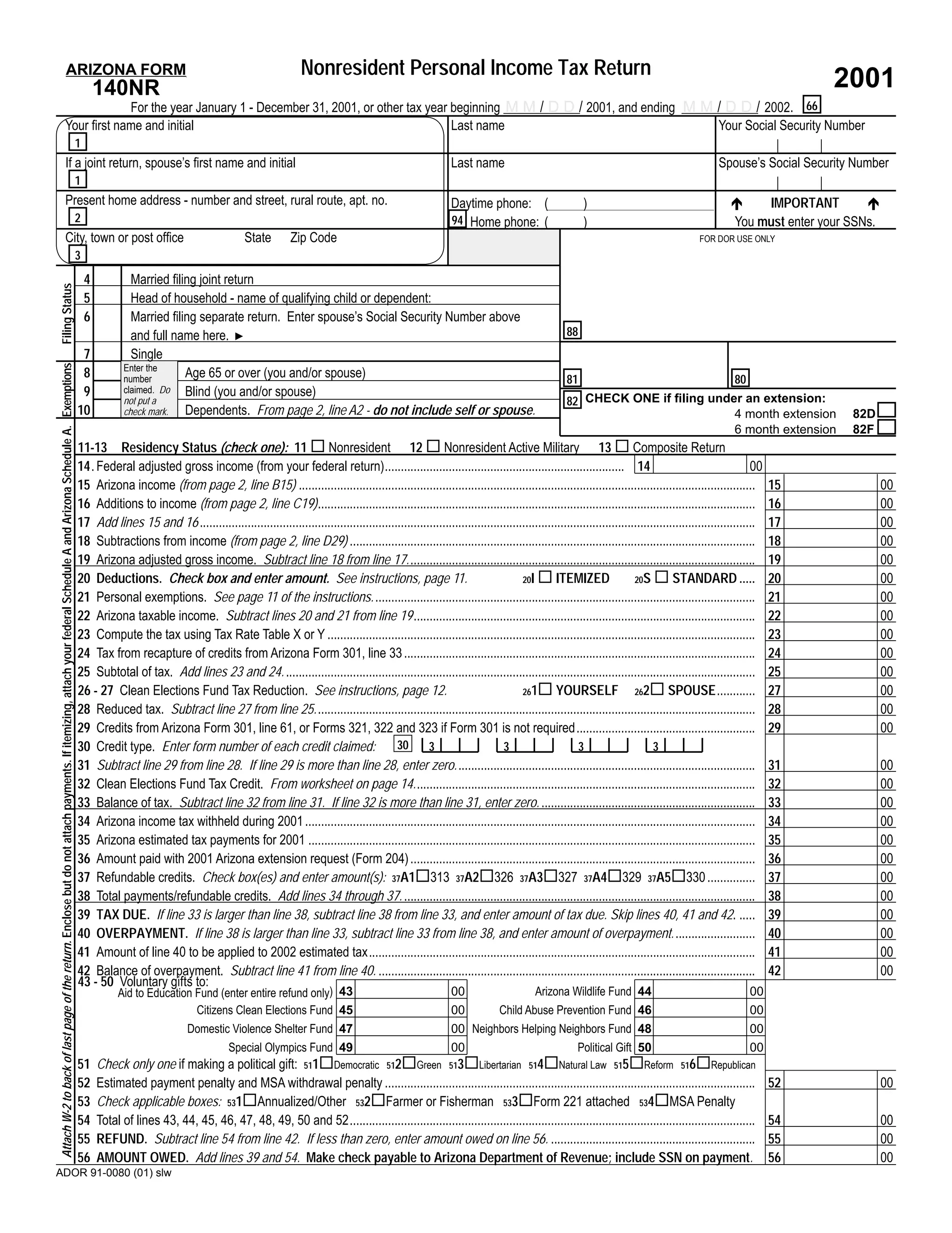 azdor.gov Forms 140NRf | PDF