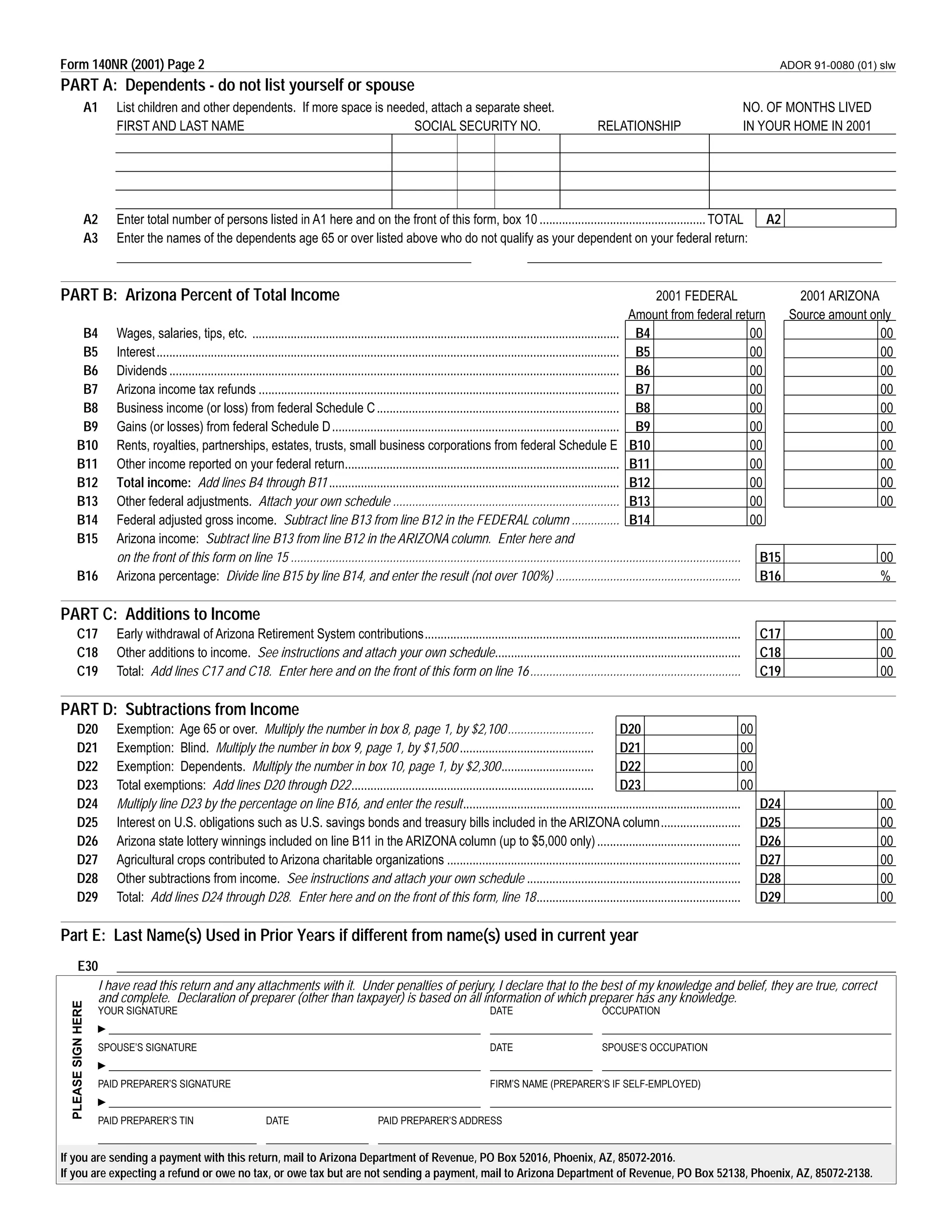 azdor.gov Forms 140NRf | PDF