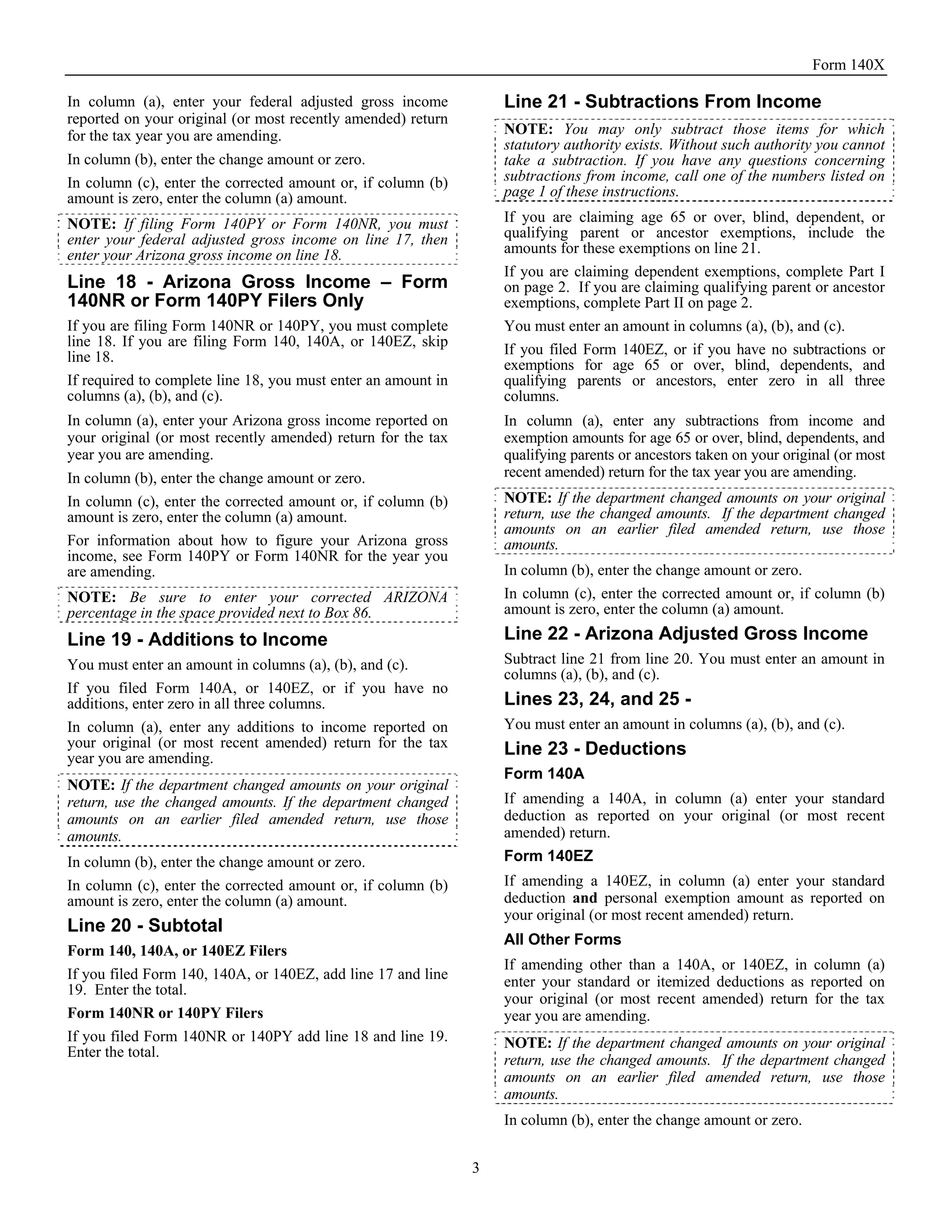 azdor.gov Forms 140X%20instructions | PDF