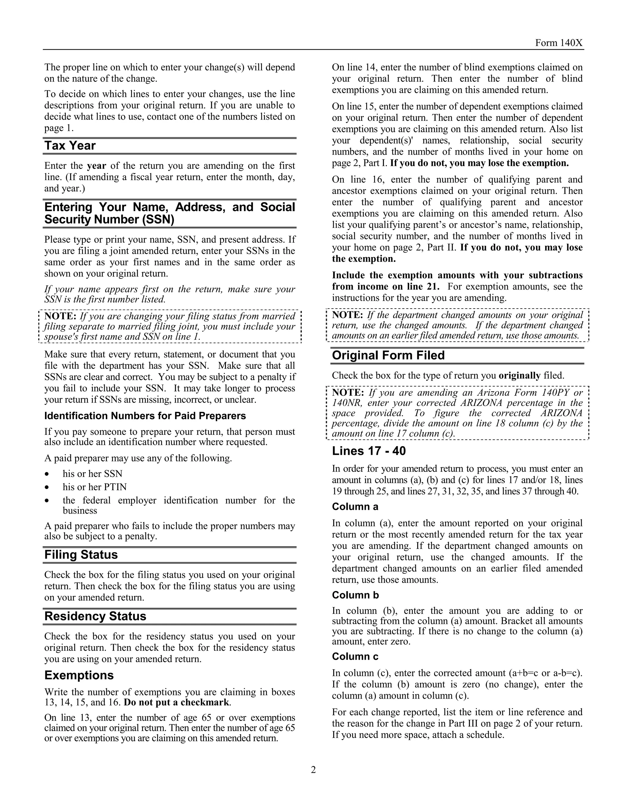 azdor.gov Forms 140Xi | PDF