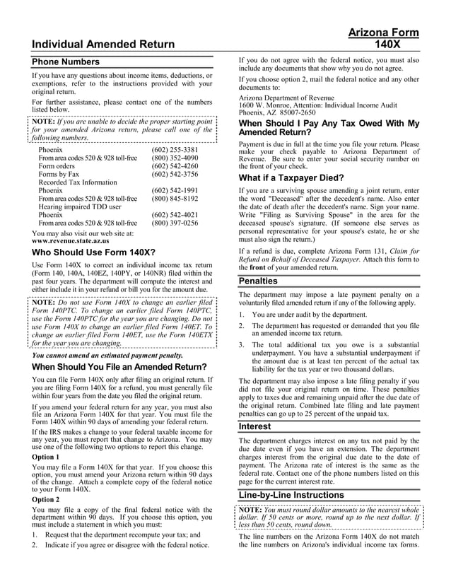 azdor.gov Forms 140Xi | PDF