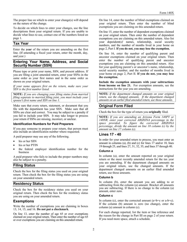 azdor.gov Forms 140Xi | PDF