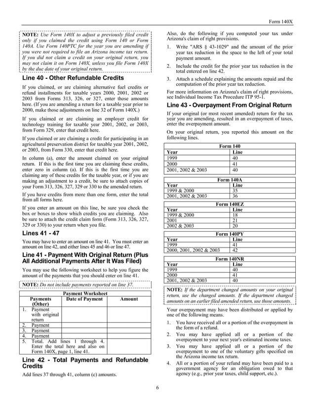 azdor.gov Forms 140Xi | PDF