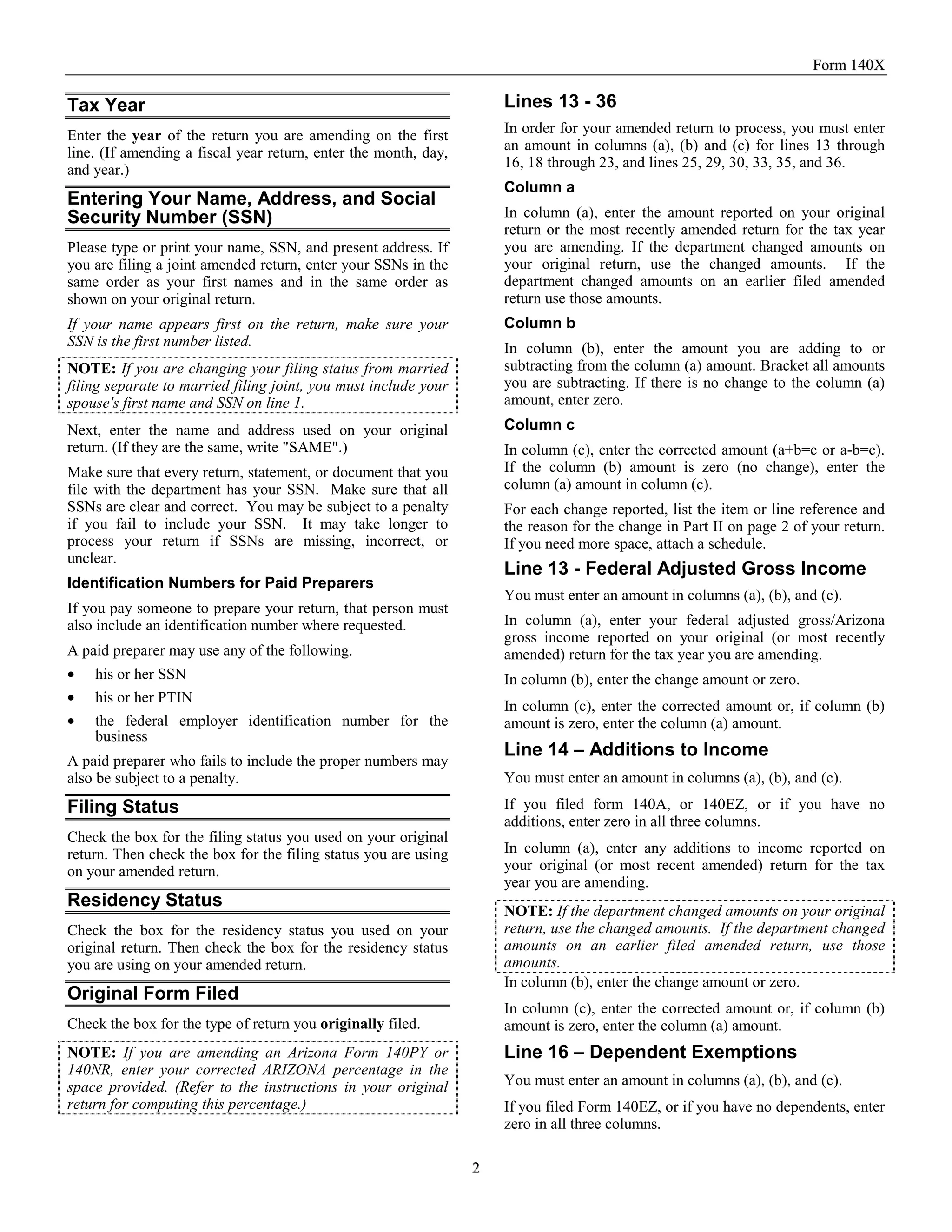 azdor.gov Forms 140xi | PDF