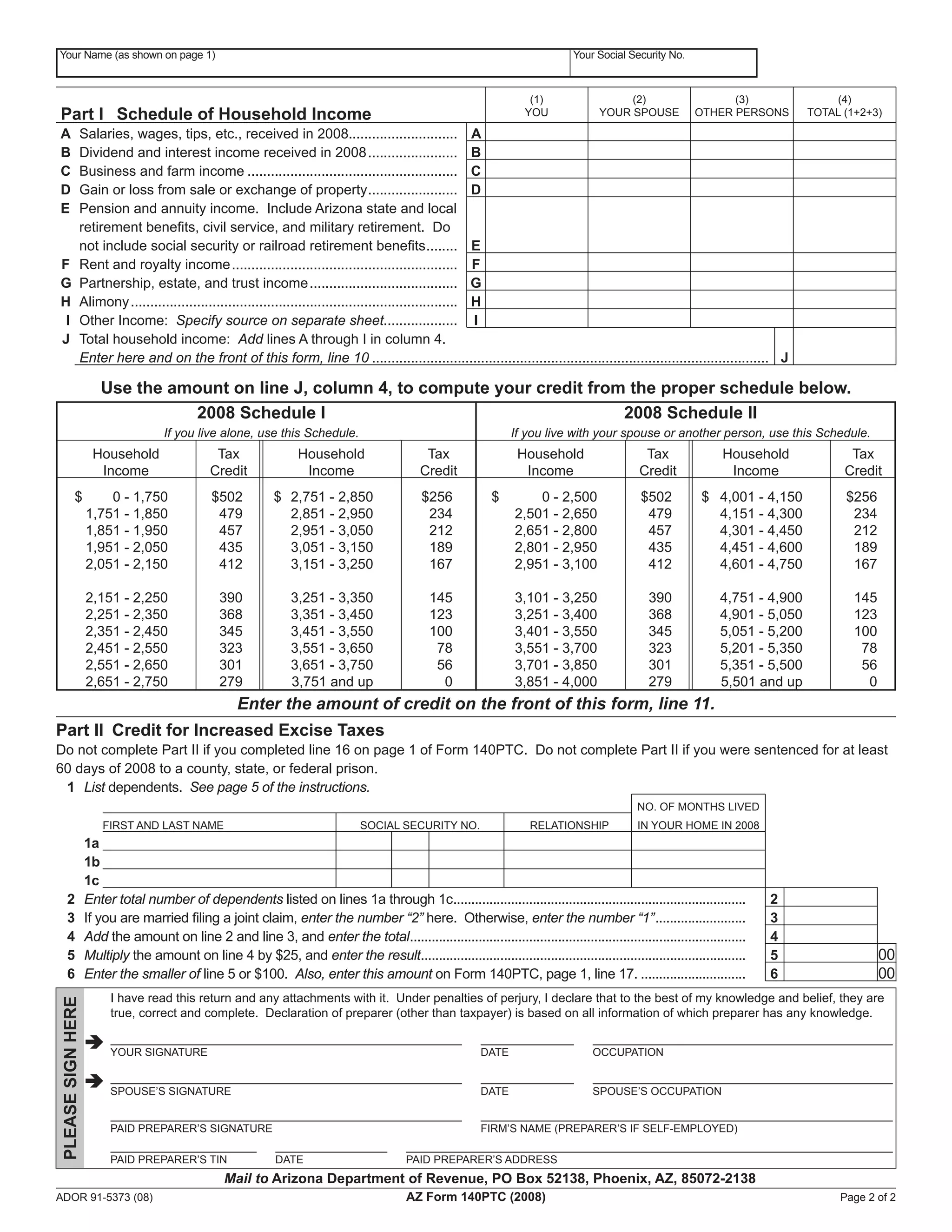 azdor.gov Forms 140PTC | PDF