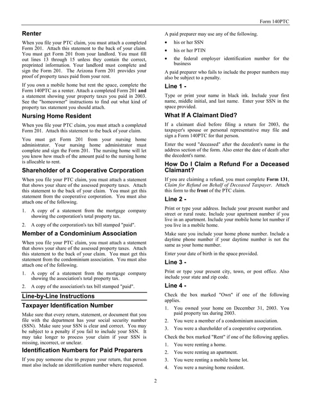 azdor.gov Forms 140PTCi | PDF | Government Support and Welfare ...