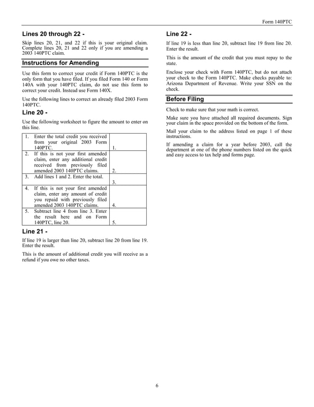 azdor.gov Forms 140PTCi | PDF | Government Support and Welfare ...