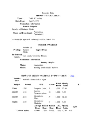Transcript Data | PDF
