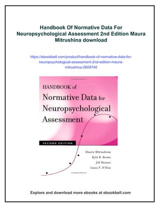 Handbook Of Normative Data For Neuropsychological Assessment 2nd ...