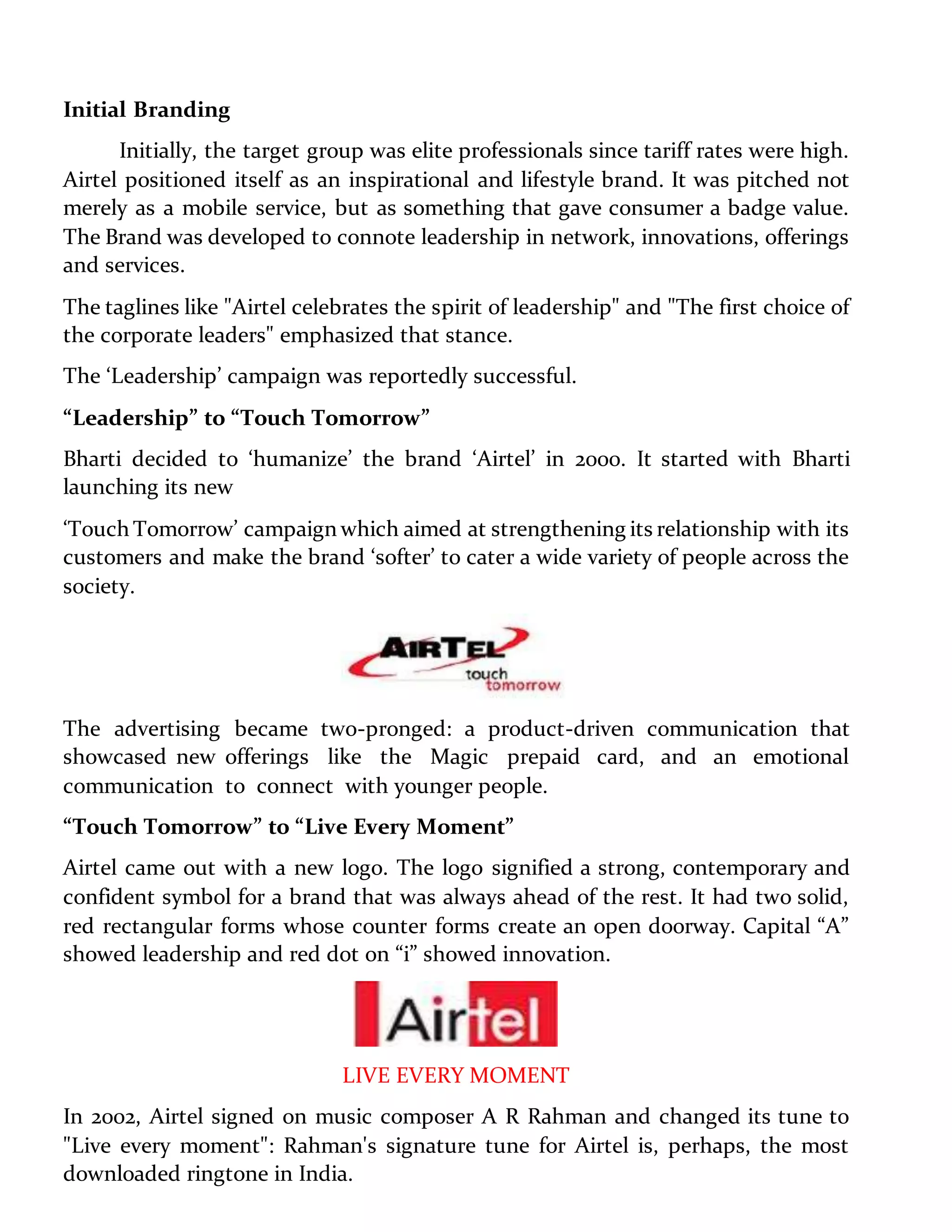 IMC OF AIRTEL | DOCX | Telecommunications Industry | Industries