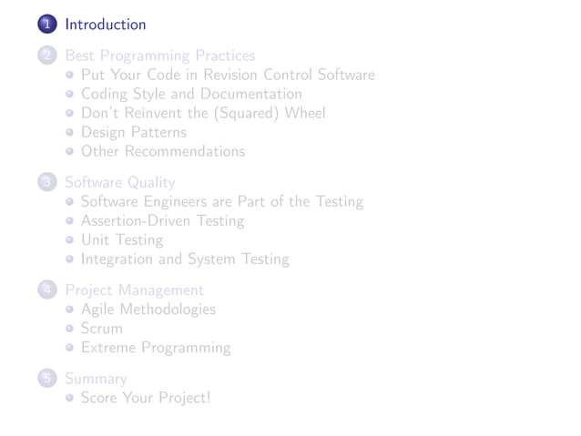 Programming practises and project management for professionnal software development | PPT