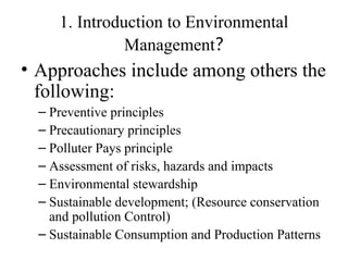 ENVIRONMENTAL MANAGEMENT PRINCIPLES PPT FINAL | PPT