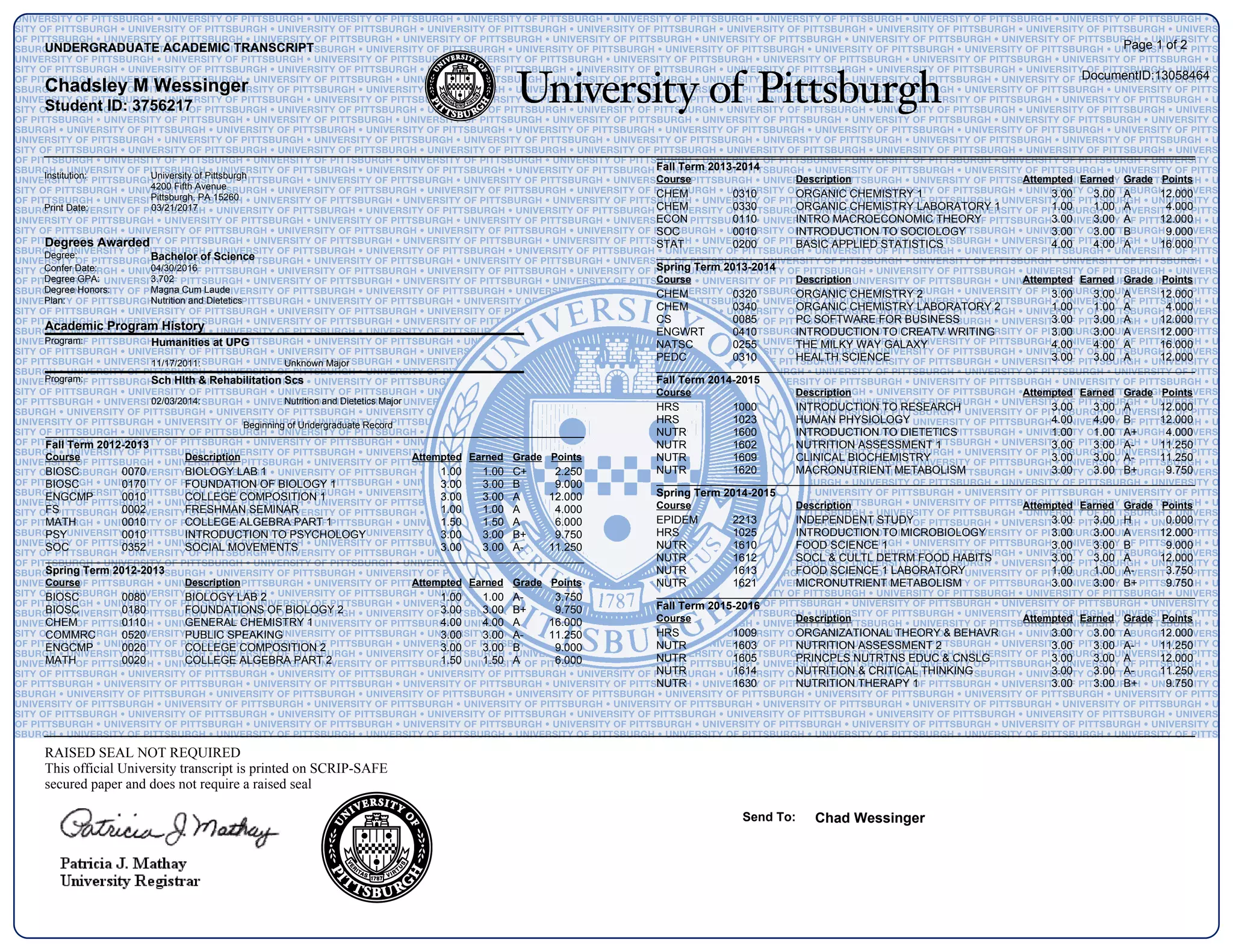 Academic Transcript | PDF