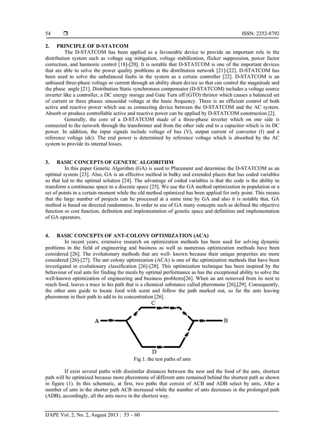 Optimal Placement of D-STATCOM Using Hybrid Genetic and Ant Colony Algorithm to Losses Reduction ...