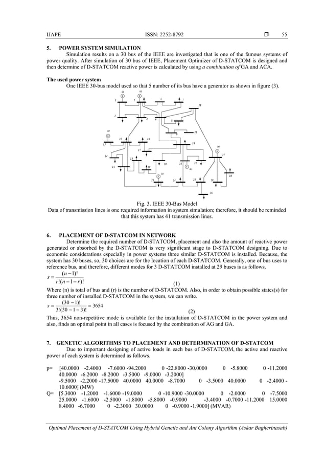 Optimal Placement Of D Statcom Using Hybrid Genetic And Ant Colony Algorithm To Losses Reduction