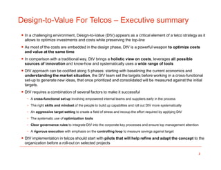 Design-to-Value Approach for Telcos - JP Romieu | PDF
