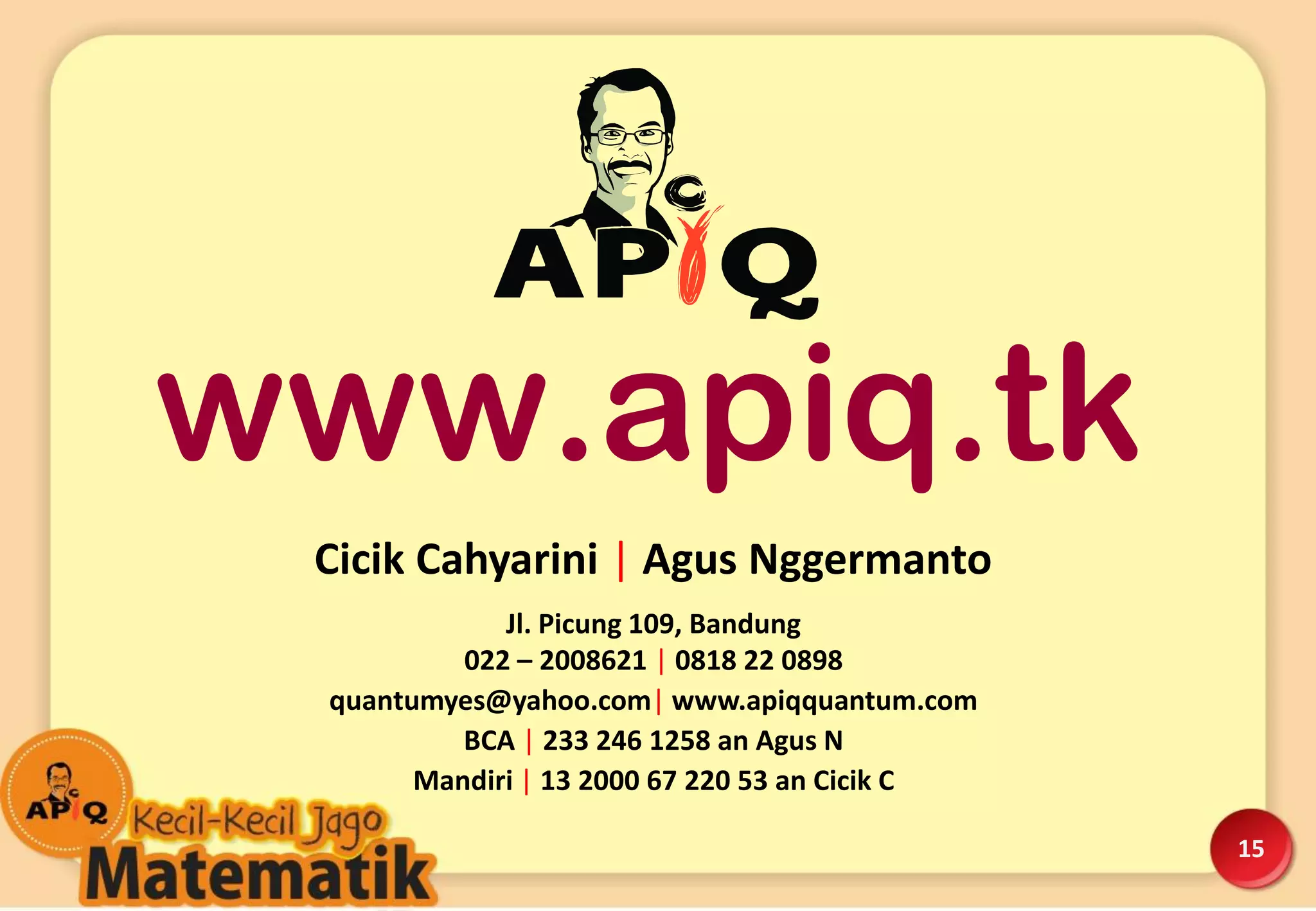 Pintar Matematika bersama APIQ | PDF