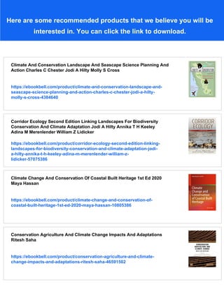 Climate And Conservation Landscape And Seascape Science Planning And ...