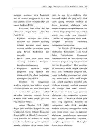 Pengaruh Dakwah di Media Sosial Tiktok Terhadap Tingkat Religiusitas Remaja di Demak | PDF