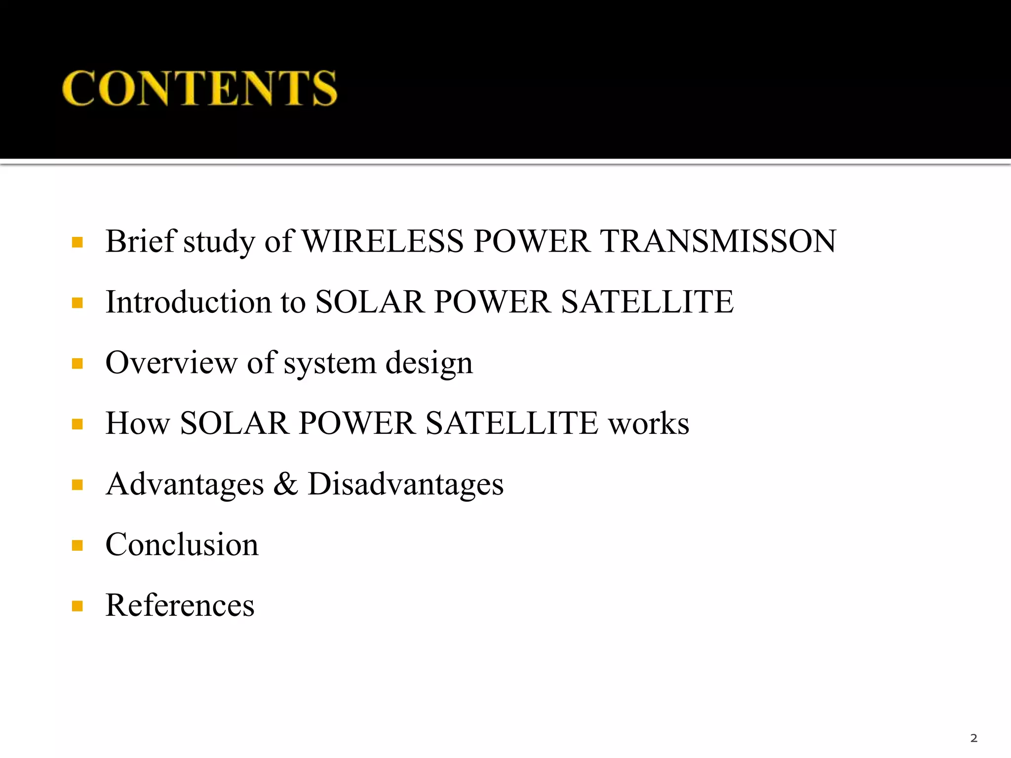 Wireless Power Transmission via solar Satellite | PPTX
