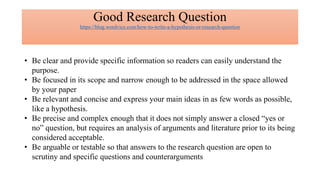How to Formulate A Good Research Question | PPTX | Educational ...