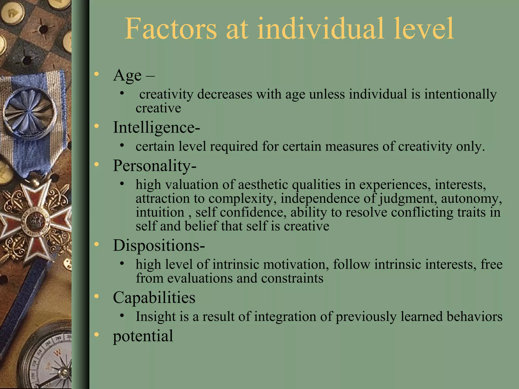 Factors influencing creativity | PPT