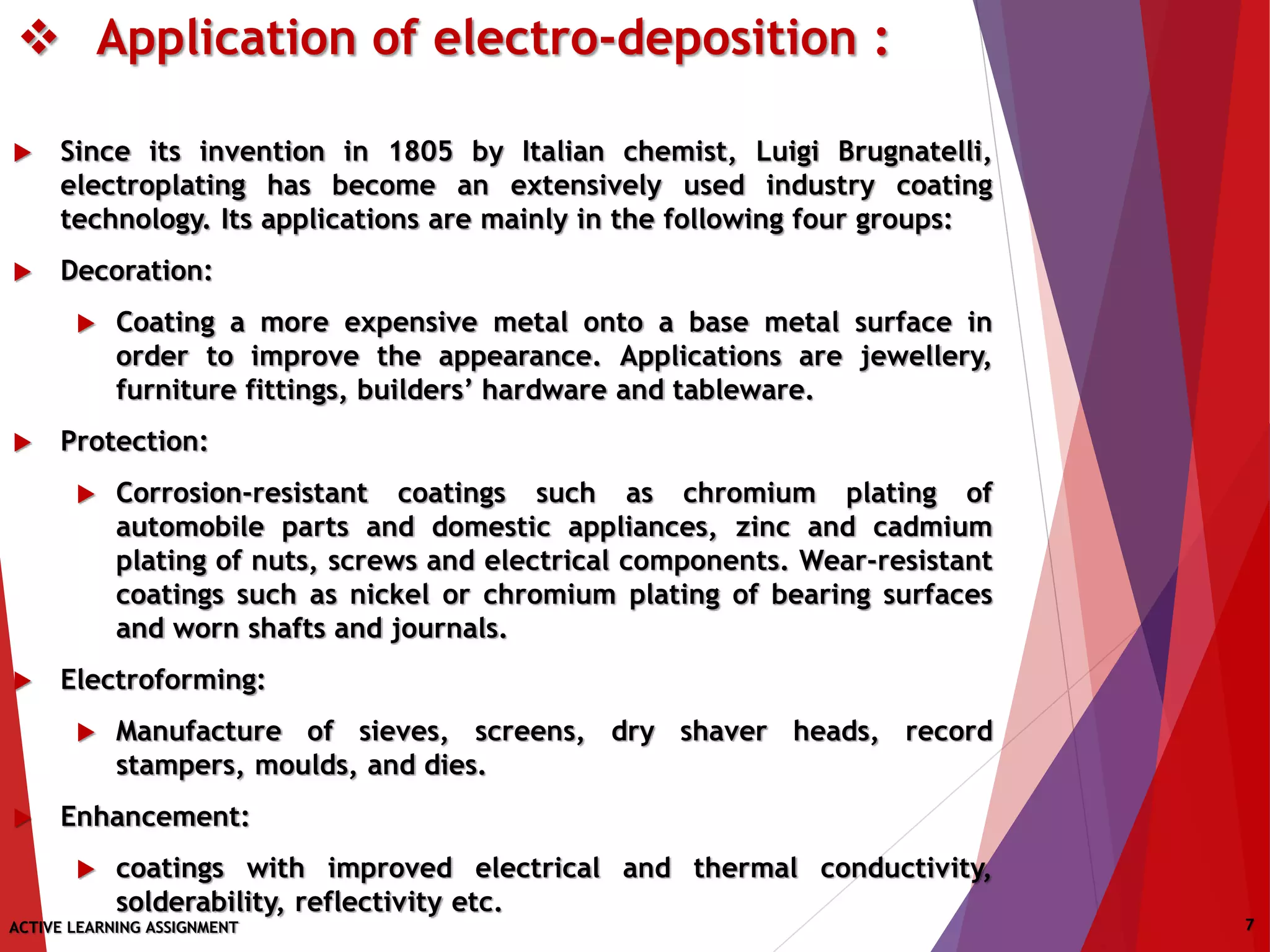 UTILIZATION OF ELECTRICAL ENERGY AND TRACTION. process of electro-deposition-clearing, operation ...
