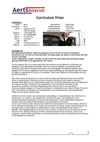 Enno Aerts curriculum vitae 2013 | PDF