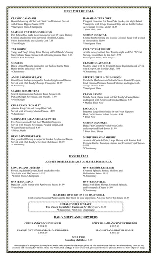 Port Edward Restaurant Dinner Menu - July 2013 | PDF