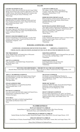 Port Edward Restaurant Dinner Menu - July 2013 | PDF