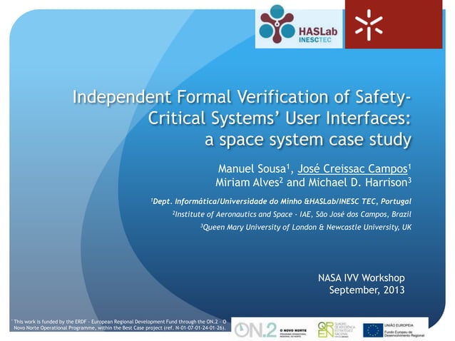 Independent Formal Verification of Safety-Critical Systems’ User ...