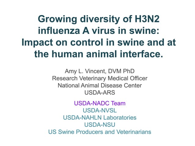 Dr. Amy Vincent - H3N2 influenza A virus in swine and the human-animal ...