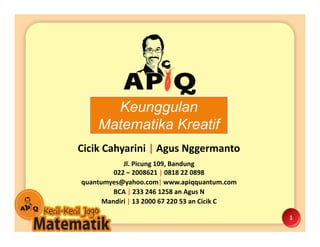 Matematika Kreatif keunggulan apiq | PDF