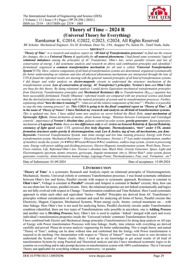 Theory of Time 2024 R (Universal theory for everything) | PDF