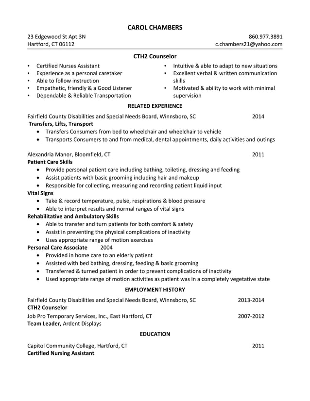CAROL CHAMBERS RESUME JULY 2014 | PDF